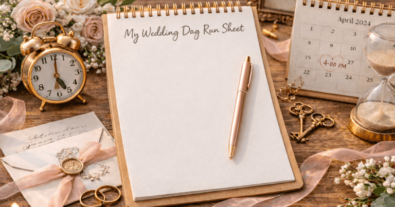 Wedding Day Run Sheet Template + Example Timeline (Printable)